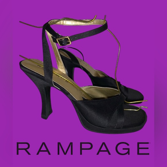 Rampage | Shoes | Rampage Stellar Black Satin Heels | Poshmark